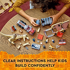 LEGO Jurassic World T. rex & Atrociraptor Dinosaur Breakout 76948 Dino Toy Set, Gift Toys for Kids Age 8 Plus with 4 Minifigures, Market and Truck, 2022 Movie Inspired