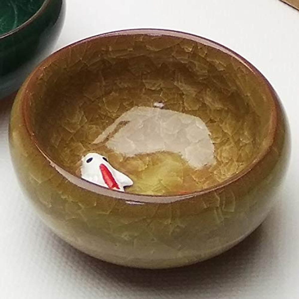 LENITH Korean Soju Glasses Sets, Cute Fish in the Glass, Wooden Soju Cup, Handcrafted Ceramic 4 Colors Fish in the Glasses, Also for Whiskey,Tequila, and Sake. (Fish in the glass(4 Color))