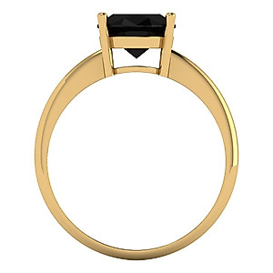 2.6 ct Oval Cut Solitaire Black Onyx Classic Art Deco Bridal Wedding Statement ring Solid 18K Yellow Gold for Women Size 10