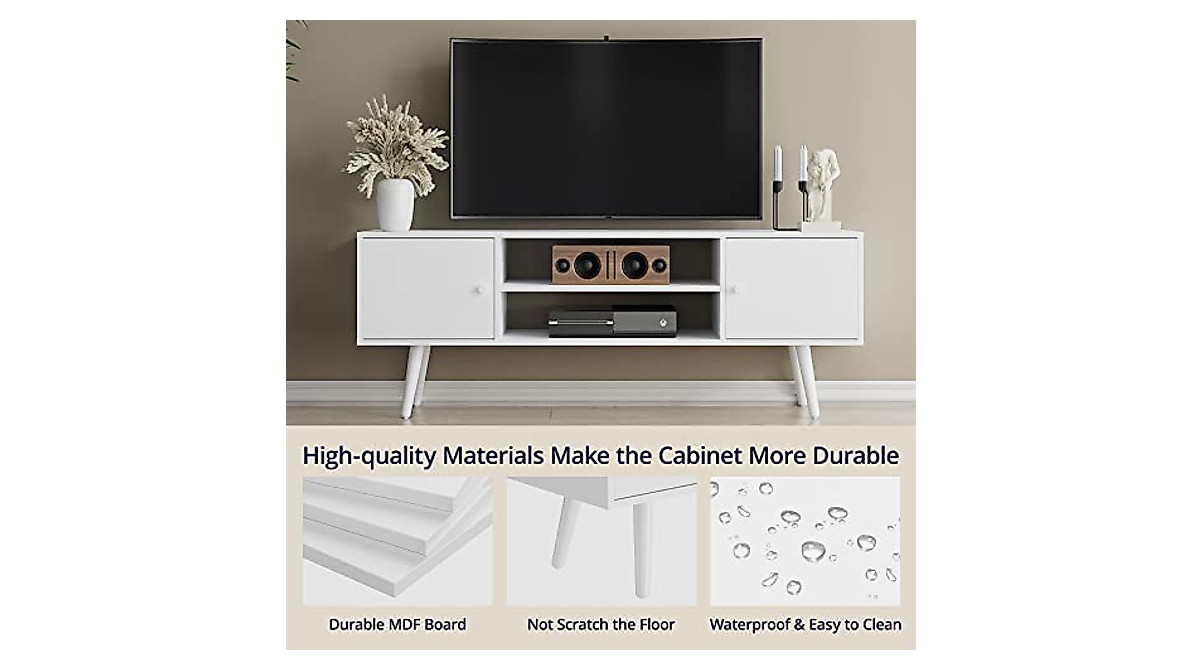 Cozy Castle White TV Stand for 50-60 inch TVs