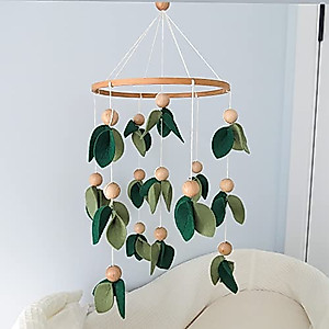 Forest Baby Mobile Green Leaf Mobile for Crib Mobile with Wooden Bead
