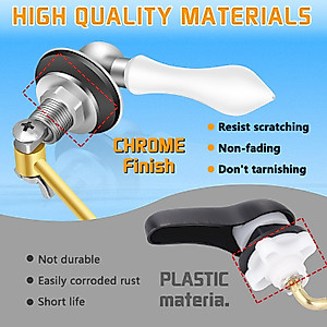 Boltigen Universal Front Mount Toilet Handle, Toilet Trip Lever Handle Replacement with Stainless Steel Flapper Chain, White Toilet Tank Flush Handle Lever