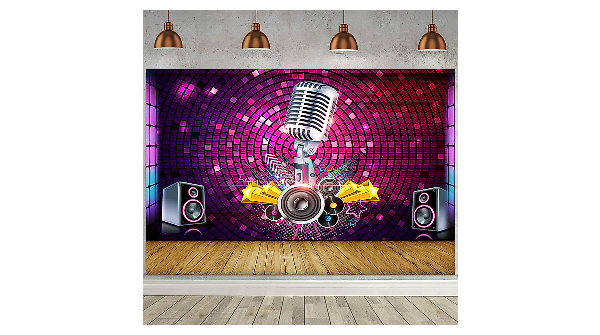 Stylish 10x7ft Karaoke Backdrop for Parties