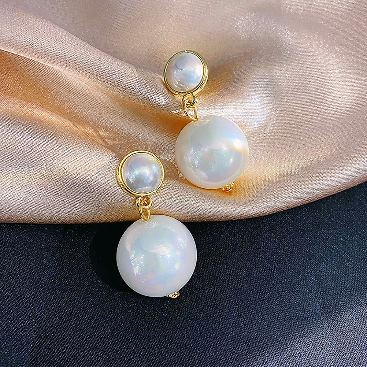 Denifery 925 Sterling Silver Long Tassel Earrings Pearls Earrings Dangle Earrings Bohemian Statement Earrings for Women Wedding Daily Party