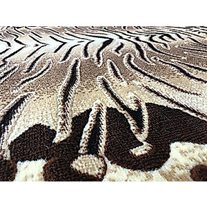 Americana Tiger & Leopard Zebra Animal Skin Round Area Rug Print Design 130 (4 feet X 4 feet Round)