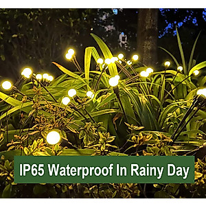 Beauty HAO 10 Head Solar Powered Firefly Lights 2 Pack, LED Waterproof Starburst Swaying Garden, When Wind Blows Decorative String Lights(Warm White)