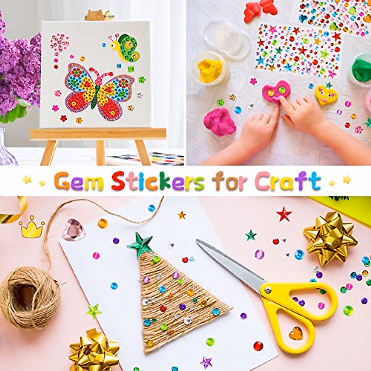 Gem Stickers, 1510pcs Rhinestone Stickers, Self Adhesive Jewel Stickers, Bling Gems for Crafts, Stick on Gems for Makeup, DIY, Eye, Nail, Assorted Sizes