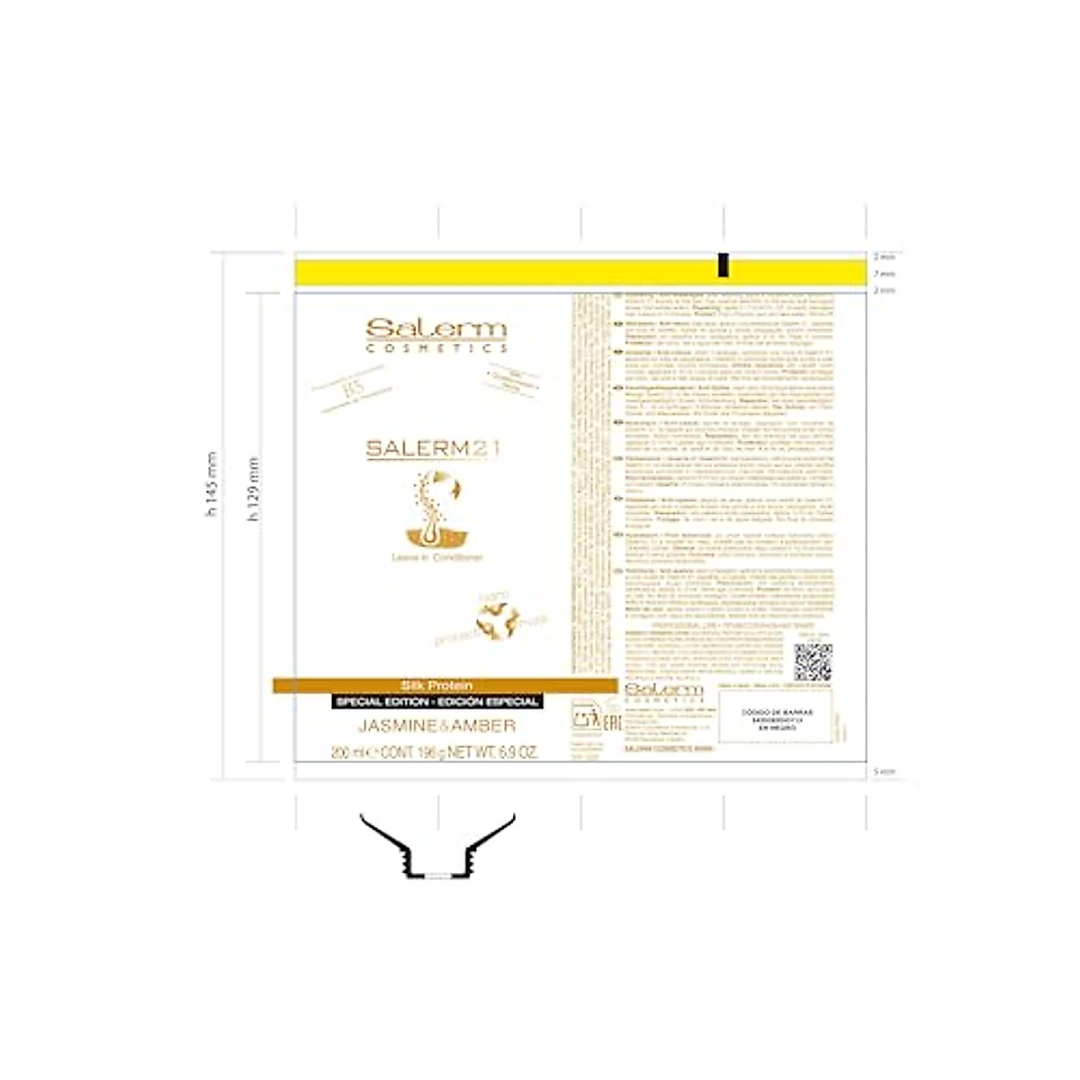 Salerm - 21 Jasmine and Amber - 200 ml - Leave-In Mask and Conditioner - with Silk Proteins - Anti-Frizz - Split Ends Repair - Deep Hydration
