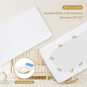 Safe and Sound 2 Pack Bamboo Crib Mattress Protector, Waterproof Quilted Crib Mattress Pads, Soft Breathable Bamboo Rayon Baby Mattress Cover (28x52 Inches, Bamboo)