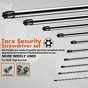 Torx Screwdriver Set,TECKMAN 10 in 1 Magnetic Torx Security Screwdrivers with T6 T8 T9 T10 T15 T20 T25 T27 T30 T40 Long Bit for Stihl Saws,Dyson Vacuum,Motorcycle,Bicycles,Automobile and Dishwasher