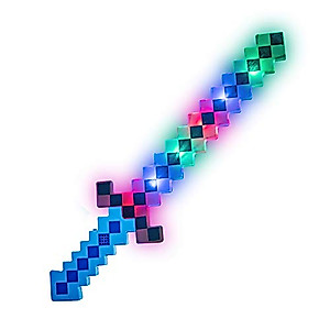 Fun Central 2 Pack - LED Light Up Pixel 8-Bit Toy Sword for Kids - Blue