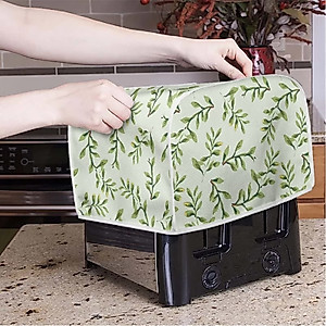 NETILGEN Toaster Dust Cover 4 Slice, Microwave Toaster Oven Grill Cover Stain Resistant Dustproof Kitchen Small Appliance Cover with Top Handle for Kitchen, Green Leaf