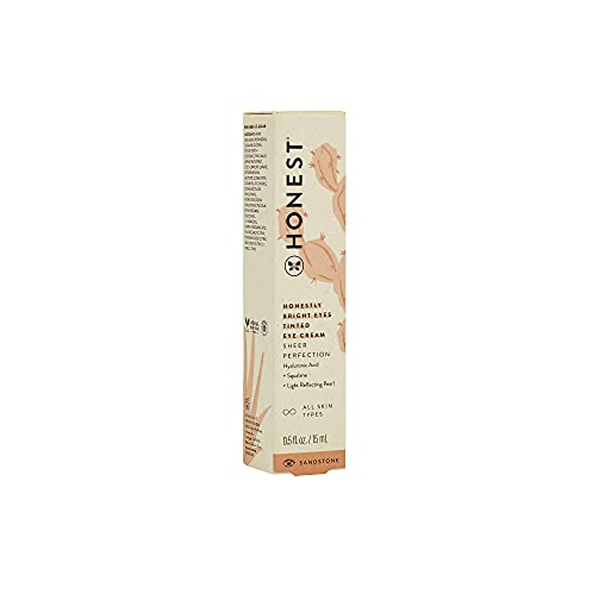 Honest Beauty Honestly Bright Eyes Tinted Eye Cream, Sandstone with Hyaluronic Acid + Squalene| EWG Certified + Dermatologist Tested & Vegan + Cruelty Free | 0.5 fl. oz.