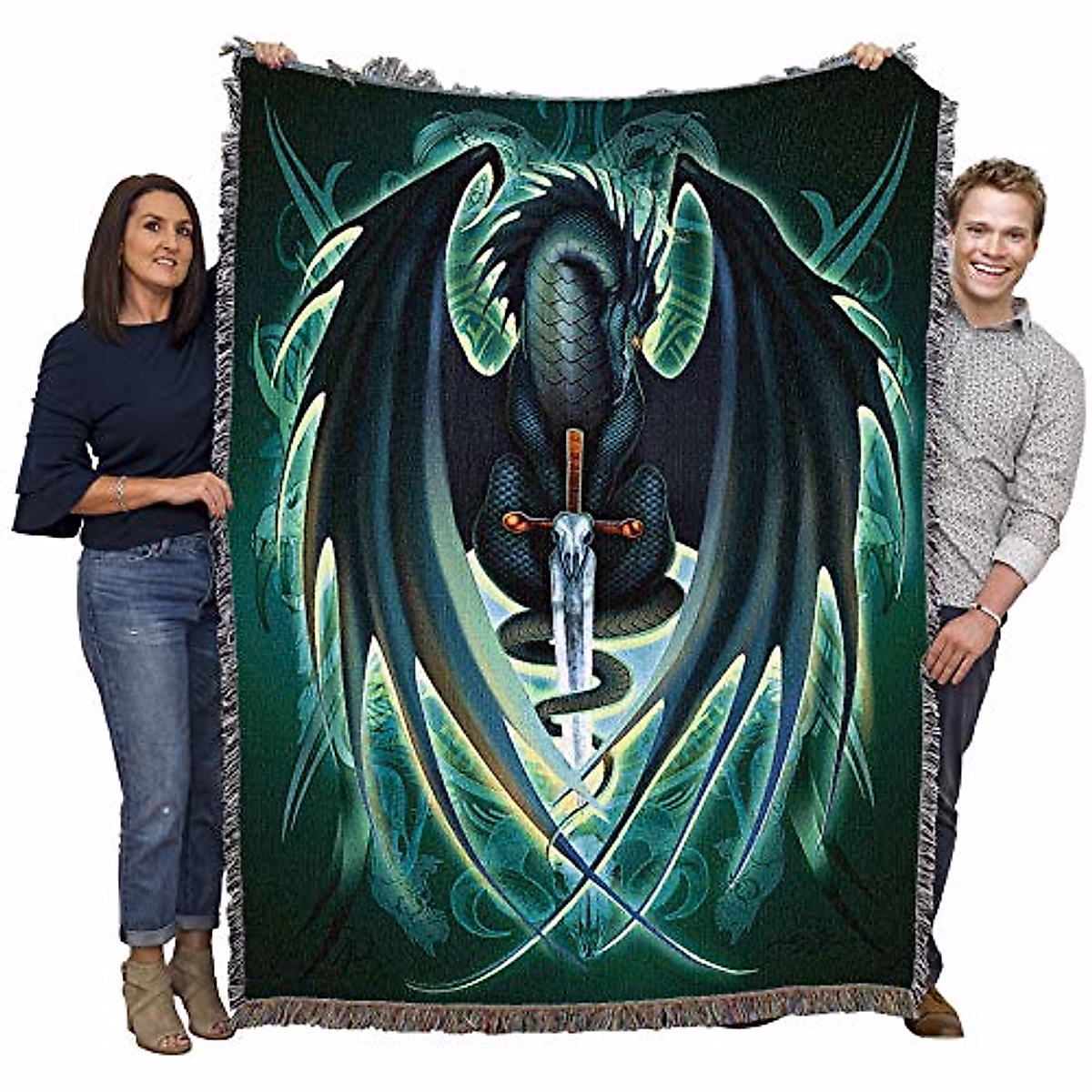 Pure Country Weavers Skull Blade Blanket by Ruth Thompson - Gift Dragon Fantasy Tapestry Throw Woven from Cotton - Made in The USA (72x54)