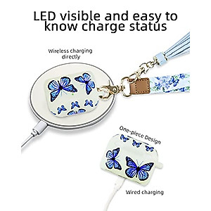 AirPod Pro Case with Keychain Wristlet, OULRAEFS Soft Silicone Skin Case Cute AirPods Pro Case Protective Case Cover with Wrist Key Lanyard for Airpods Pro 2019, Gifts for Women, Butterfly(Luminous)