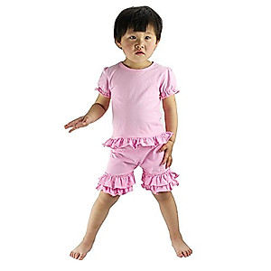 Wennikids Toddler Baby Girls Cotton Double Ruffle Shorts Pants 1-8t (S(1-2T), Hot Pink)
