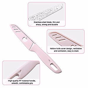Kocpudu Paring Knife, Sharp and Durable Fruit Knife with Protective Cover, Suitable for Most Types of Vegetables and Fruits,6 Pieces (pink, Blue, Green)