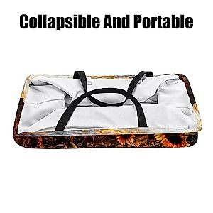 KQNZT Reusable Grocery Bags, Large Foldable Reusable Shopping Tote Bags Bulk for Groceries, Waterproof Kitchen Cloth Produce Bags with Long Handles, Sunrise Sunflower