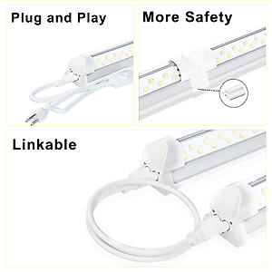 Giwsge 4FT LED Shop Light for Workshop Garage 12-Pack 50W 5000K Daylight White Super Bright 7500LM, Linkable, Link Max 6 Lights, Plug in Play Long Life