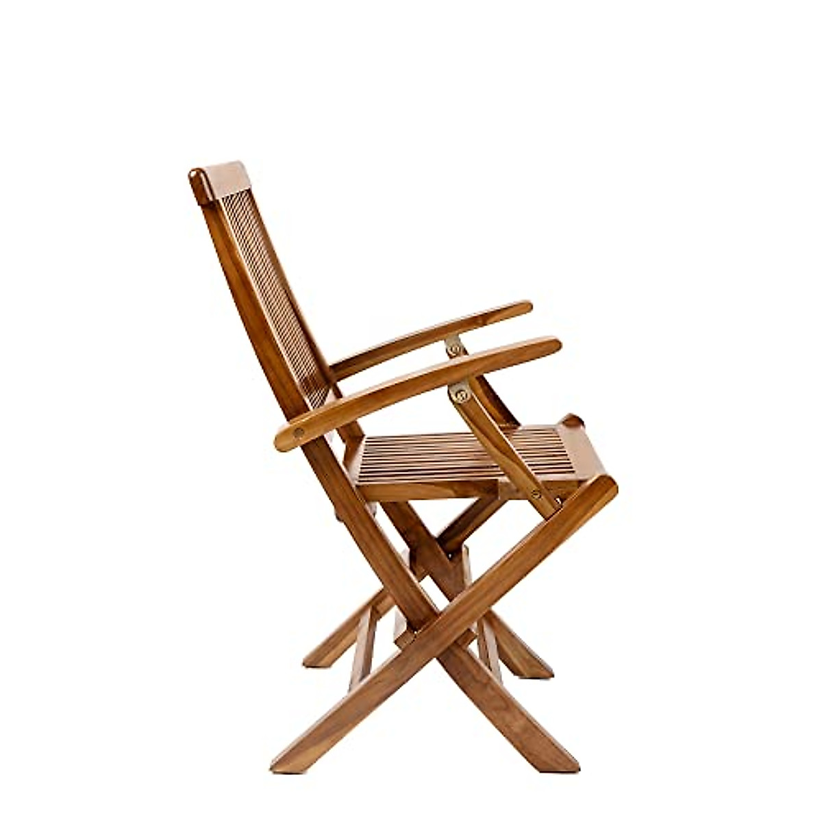 The Teaky Hut Teak Wood Water-Resistant Folding Armchair - Fully Assembled Foldable Chair, Great for Outdoor, Indoor, Dining Room, Kitchen, Patio, Bistro Use