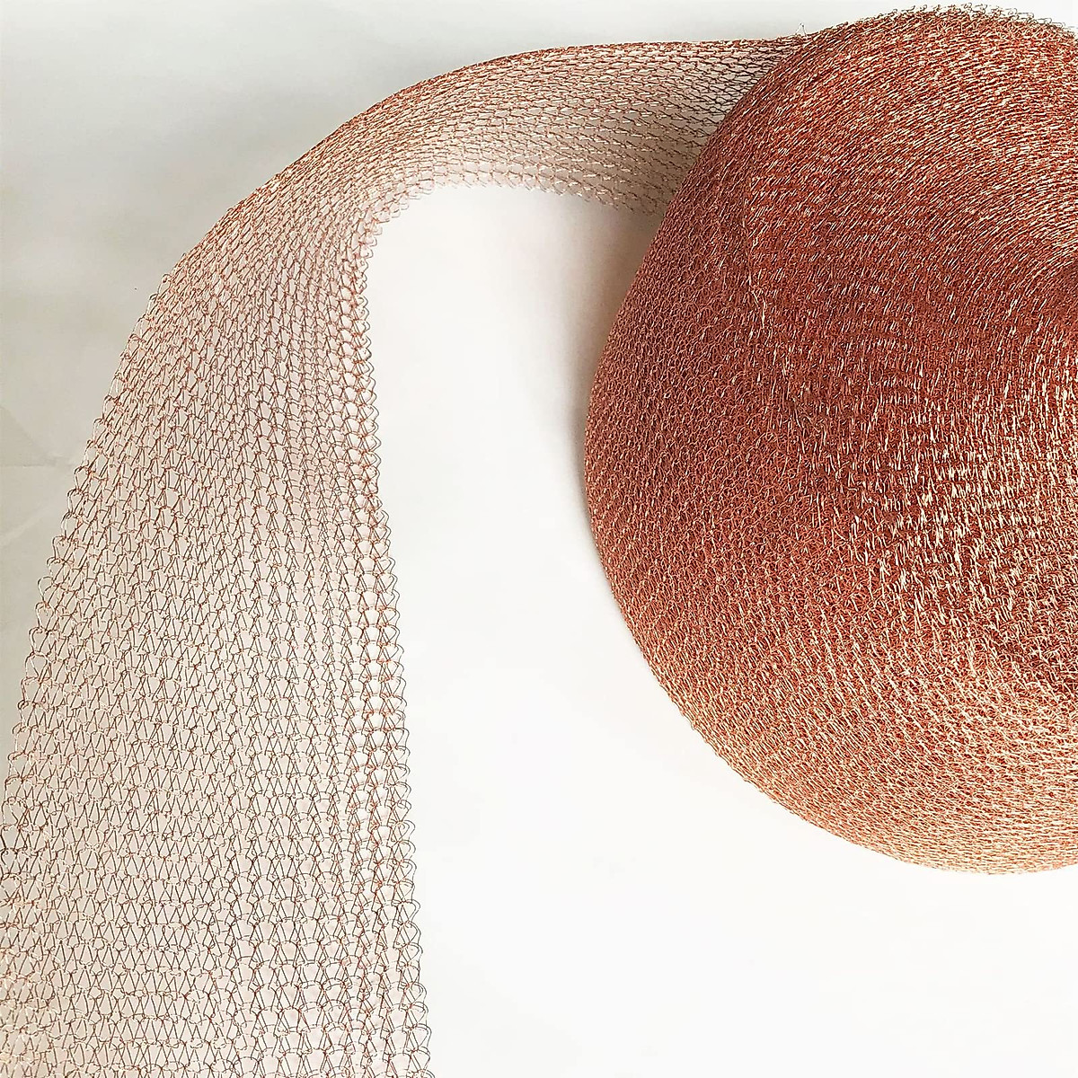 Copper Mesh Roll for Mice Rat Rodent Repellent, Sturdy Anti-Snail Trap Woven Copper Wire Shielding Filter Garden Yard, Copper Wool Mouse Trap for Bat Snail Bird Control with Packing Tool (5in*3m)