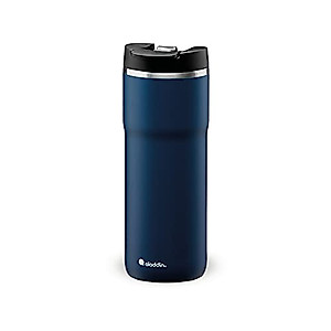 Aladdin Barista Java Thermavac Leak-Lock Stainless Steel Thermos Travel Mug for Hot Drinks 0.47L Navy Blue – Keeps Hot for 4 Hours - BPA-Free Reusable Coffee Cups - Leakproof - Dishwasher Safe