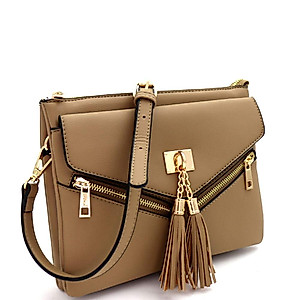 Trendeology Boho Tassel Vegan Leather Pocket Compartment Clutch Crossbody Messenger Bag