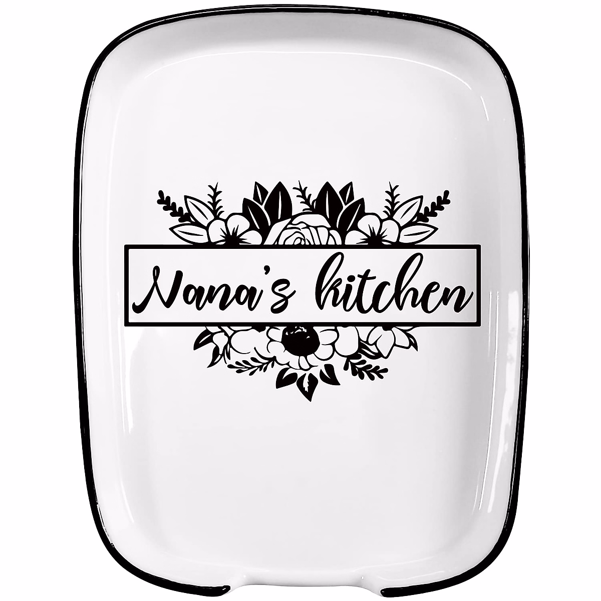 Hvukeke Ceramic Spoon Rest for Kitchen Stove Top Counter, Funny Nana's Kitchen White Spoon Holders for Chef, NaNa, Grandma, Grandmother Cute Kitchen Gift