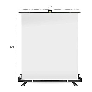 Julius Studio (Pull-up Type) 5 x 6.2 ft. / 60 x 75 inch White Screen, Collapsible Pure White Background, Pull Up Roll Down Auto Locking, No Wrinkle, Portable Handle Grip, Easy Install & Fold, JSAG665