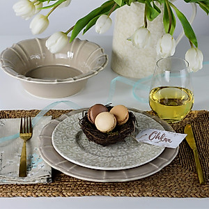 Euro Ceramica Chloe Collection Elegant 15.8" Ruffled Ceramic Oval Serving Platter, White