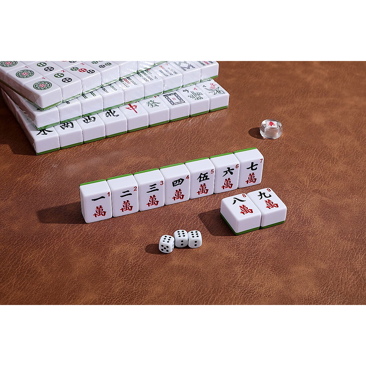 Mose Cafolo Professional Chinese Mahjong Game Set 146 Numbered Large Size Tiles with Carrying Travel Case, Complete Mahjong Tiles Set (Majiang, Mah-Jongg, Ma Jong)
