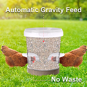 TUZIER Chicken Feeder No Waste Automatic Poultry Feeder Ports Kit and Waterer Set