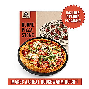 Chef Pomodoro Round Pizza Stone for Oven and Grill, Best Baking Stone for Ovens and Grills, Pizza Baking Stone for Pizza and Bread Baking, BBQ Pizza Stone, Durable - 15 inch