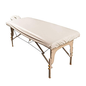 ForPro Professional Collection Waterproof Massage Table Cover, Protective Spa Treatment Sheet Set for Massage Tables, Machine Washable, includes Massage Fitted Sheet and Face Rest Cover, Natural