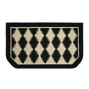 Marina Decoration Decor Luxury Non-Slip Rubber Backing Safety Ultra Water Absorbent Soft Woven Fluffy Runner Area Carpet Floor Mat Indoor Kitchen Rug, Black Pumice Geometric Design 2 Pieces Set