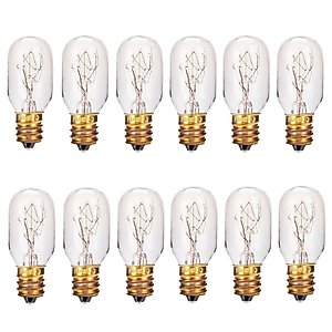Moflekja Himalayan Salt Lamp Bulbs, T20 25W Original Replacement Long Lasting Incandescent Candelabra Light Bulbs E12 Socket, 120V 2700K Warm White, Pack of 12