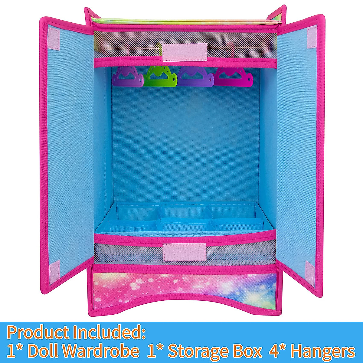 ZITA ELEMENT 18 Inch Girl Doll Accessories Closet Wardrobe Set - Including 18 Inch Doll Clothes Wardrobe, Hangers and Storage Box for Our My Generation Life Doll Accessories