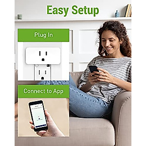 Aubess Smart Plugs with Energy Monitoring, Smart Plugs That Work with Alexa & Google Assistant, Smart Home Wi-Fi Outlet with 7 Days Programmable Timer, Powerd by VeSync APP, 10Amp, 1200W Max, White