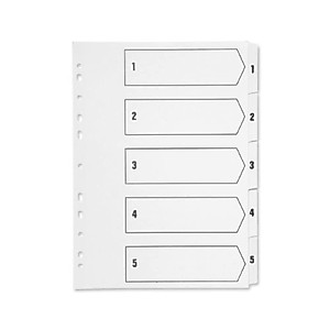 Q-Connect 1-5 Index Multi-Punched Reinforced Board Clear Tab A4 White KF01527