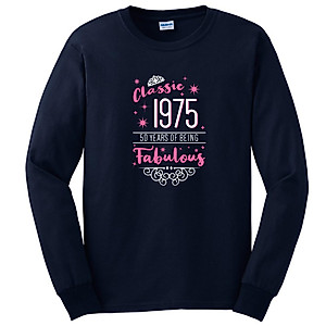 50th Birthday Party Supplies 50th Gifts 50th Birthday Gifts Classic 1975 50 Years Fabulous Long Sleeve T-Shirt 2XL Navy