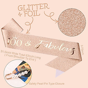 TOBATOBA 100th Birthday Decorations for Women, Rose Gold 100th Birthday Sash and Tiara for Women, 100 & Fabulous Birthday Decorations, Happy 100th Birthday Party Supplies Gift for Women