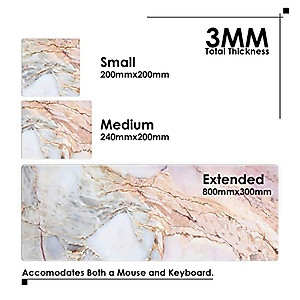 ZYCCW Large Gaming XXL Mouse Pad, Oversized Extended Mouse Mat Pink Marble Desk Pad Keyboard Pad (31.5"x11.8"x0.12") Non-Slip Rubber Stitched Edges(Marble)