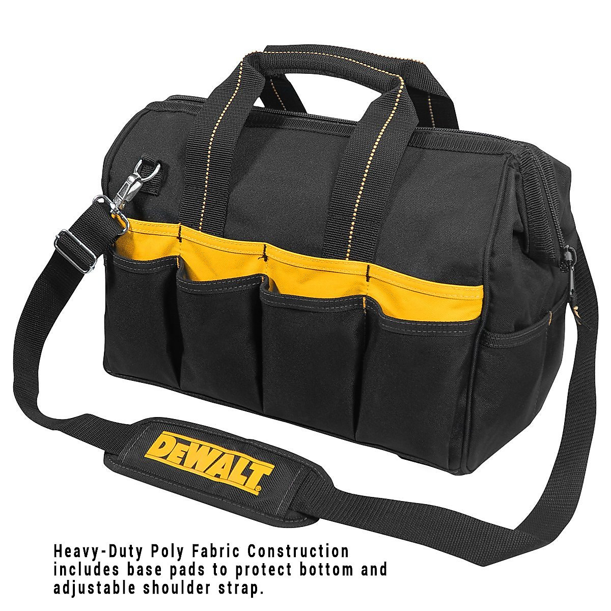DEWALT DG5543 16 in. 33 Pocket Tool Bag + DEWALT Titanium Nitride Coated Drill Bit Set, Pilot Point, 21-Piece (DW1361)
