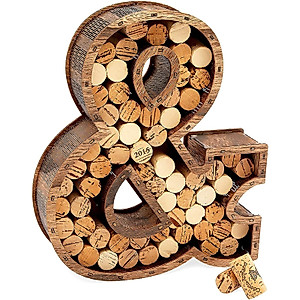 Wine Cork Holder, Ampersand Monogram Wall Mount (10 x 2.5 x 11.75 In)