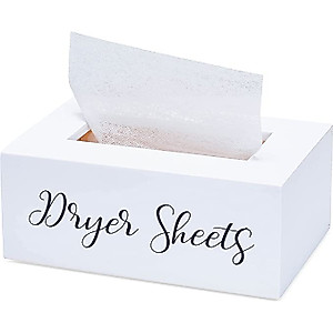 Laundry Dryer Sheet Storage Box/Dispenser for softener, fabric sheets. Elegant & classy to enhance any laundry area, WHITE