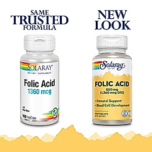 SOLARAY Folic Acid Capsules, 1360mcg | 100 Count