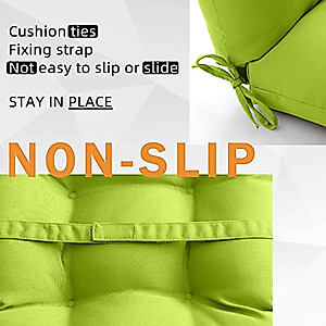 FILUXE Chair Pads, Seat/Back Patio Cushions - Waterproof Solid Tufted Pillow, Indoor/Outdoor Pads with Ties, Fade-Resistant & Seasonal All Weather Replacement (Green, 1)