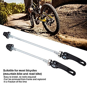 Pwshymi Bike Hub Quick Release Rod, Quick Release Lock Skewers High Temperature Resistance Bicycle Accessories Universal Heavy Duty 1 Pair for Road Bike(Black)
