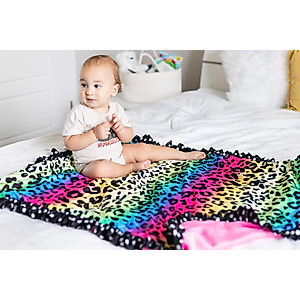 CandyJane Baby Blanket for Girls, Infant, Toddler, Rainbow Leopard Print, Super Soft Minky Fabric, 30 X 40 Inch (CJLBB1984)