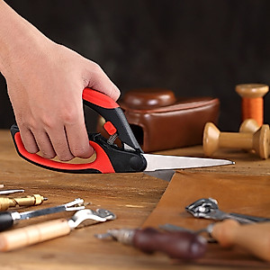 LIVINGO 10" Spring Action Fabric Scissors, Professional Sewing Scissors for Tailor Dressmaker, Spring Loaded Heavy Duty Shears for Fabric Crafting with Comfort Handle, All Purpose (Red/Black)